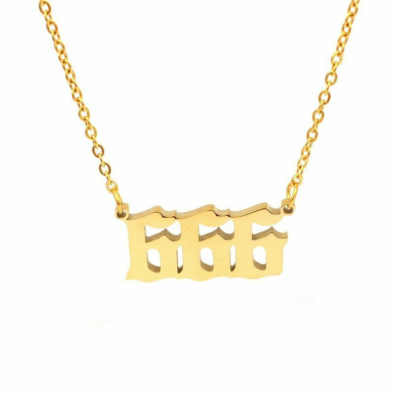 111 666 Angel Number Devil Necklace Stainless Steel Pendant Charms ...