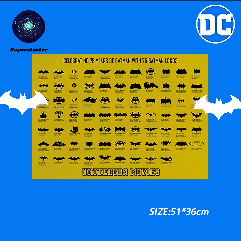 DC "Batman Logos" Kraft Paper Wallpaper wall poster Paintings 50.5*35cm ...