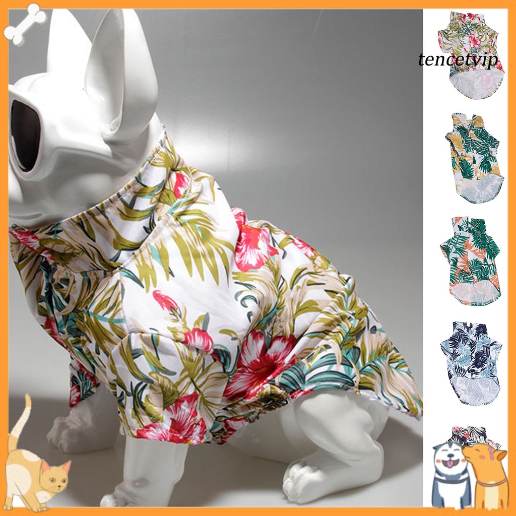 [Vip] Pet T-Shirt Hawaiian Style Turndown Collar Apparel Summer ...