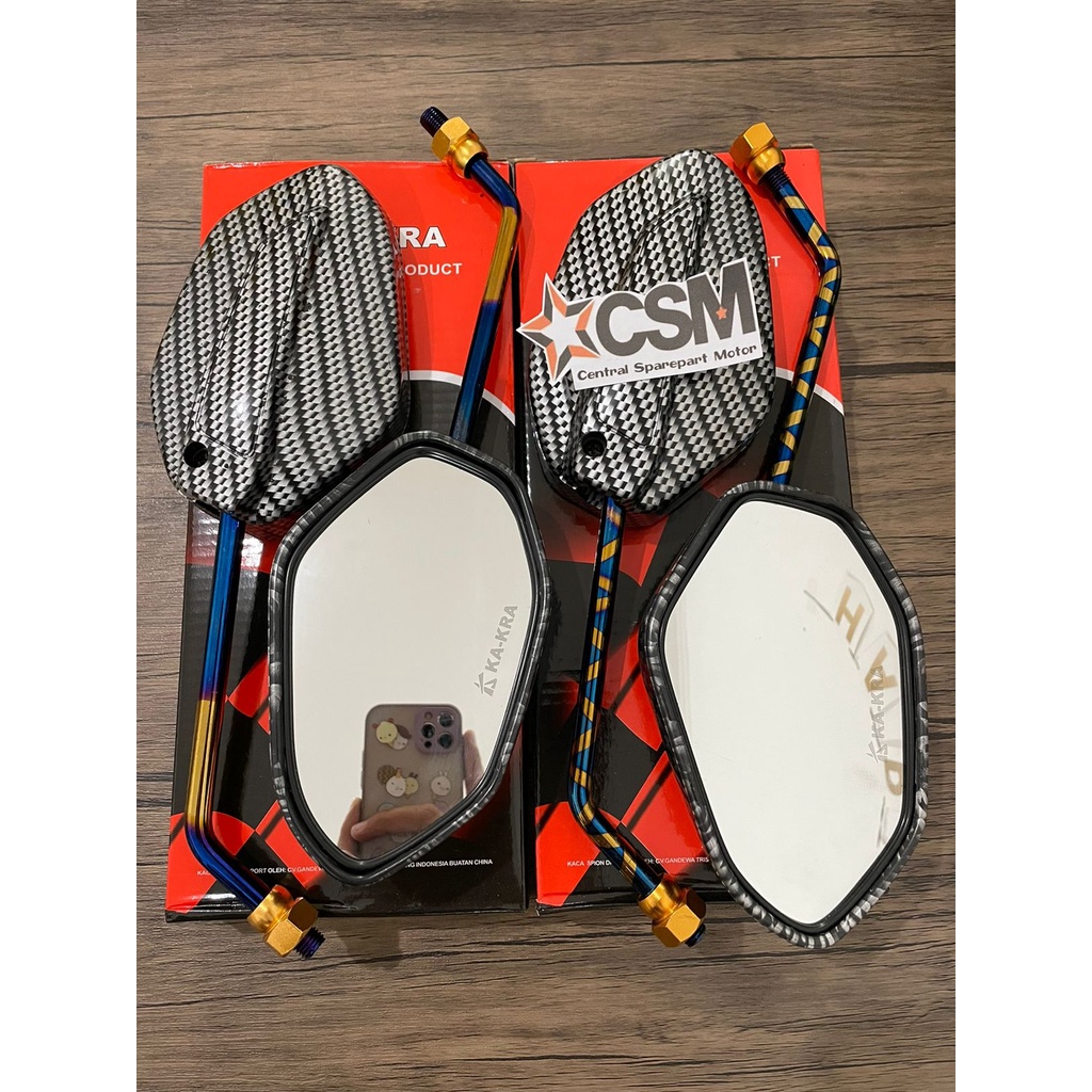 Honda Carbon Mirrors (2pcs) Tiger Revo Model Twotone Blue Xxx Long Stem ...