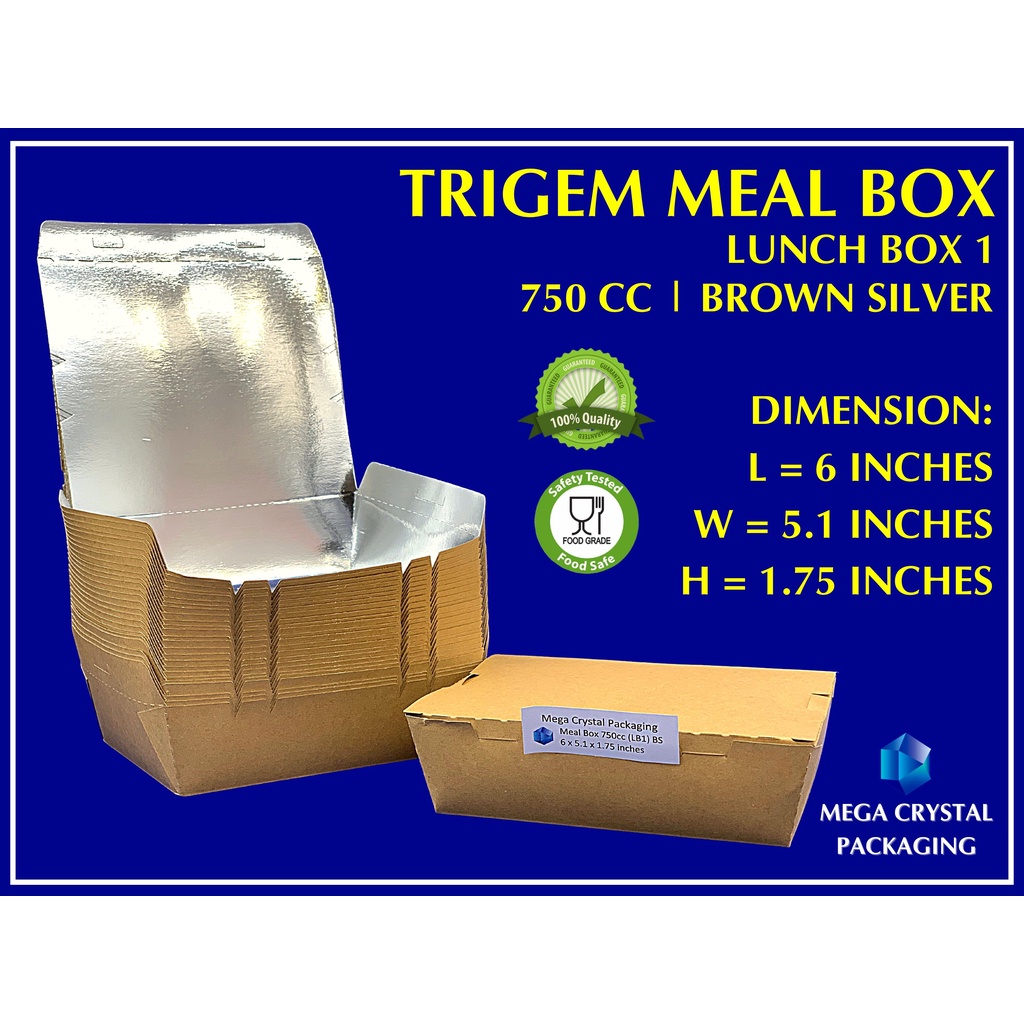Trigem Meal Box 750cc "Lunch Box 1" Brown Silver ( 25 pcs. Per Pack ...