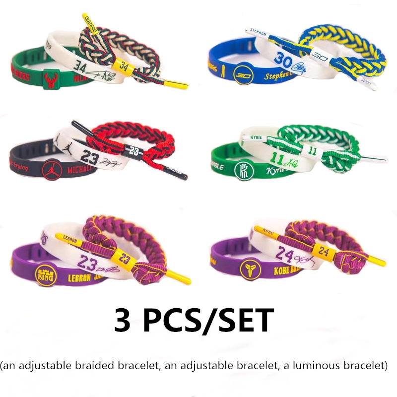 3Pcs/set Silicone Bracelet Adjustable Wristband NBA Basketball Star ...