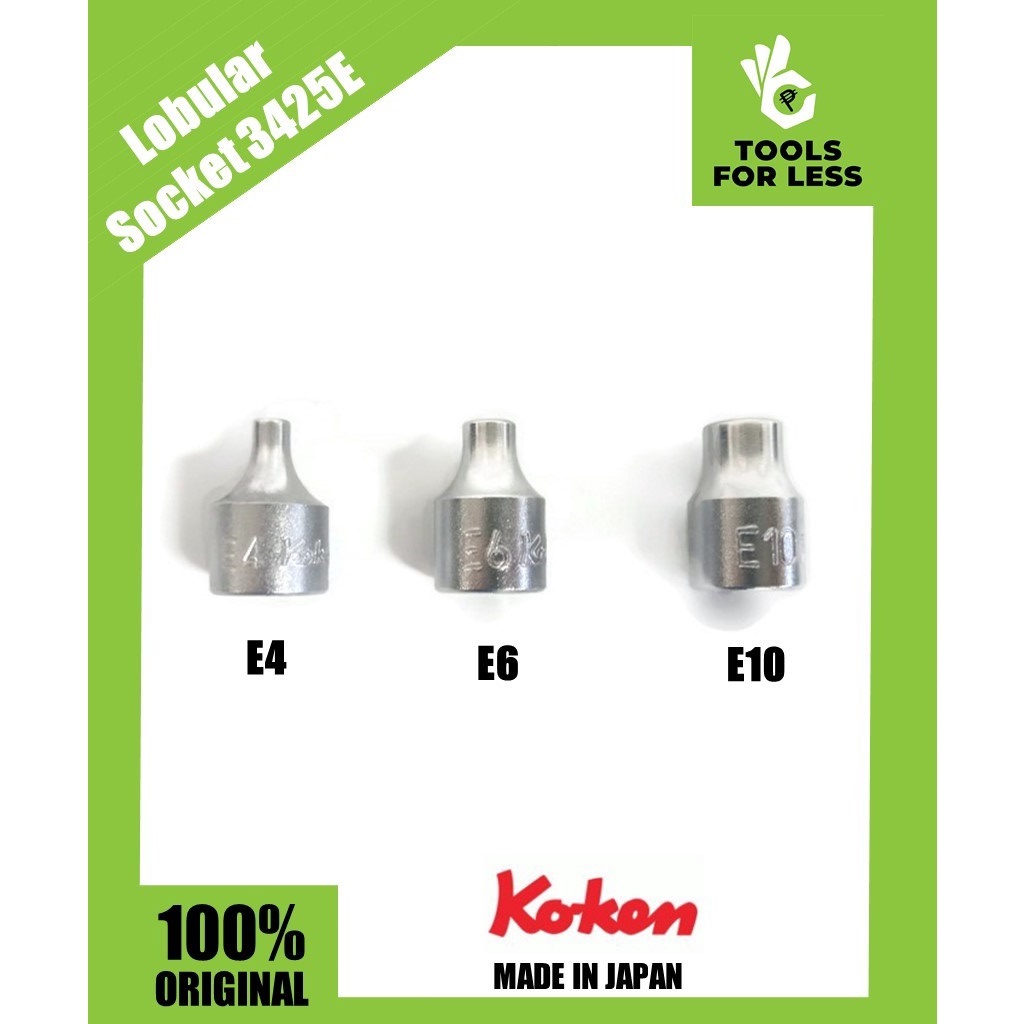 Koken 3/8 Dr. Hexagonal Lobular Torx Socket Wrench E4, E6 & E10 Model ...