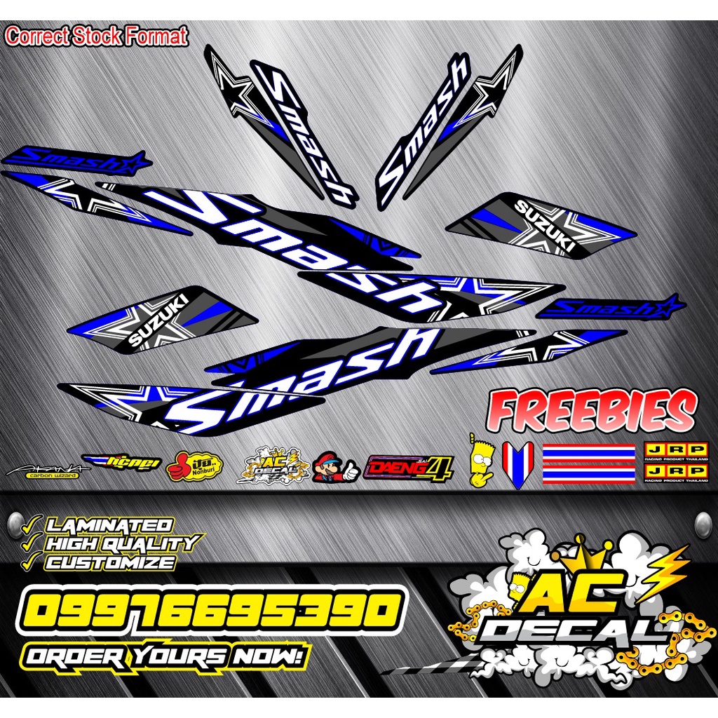 Suzuki Smash 115 Custom Decal (BLUE,ACDECAL) | Shopee Philippines
