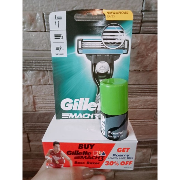Gillette Mach3 Base Razor with Foamy lemon lime | Shopee Philippines