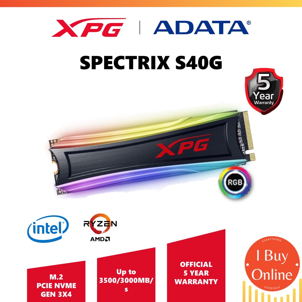 ADATA XPG SSD Spectrix S40G RGB M.2 2280 XPG Gaming PCIe NVMe (256GB ...