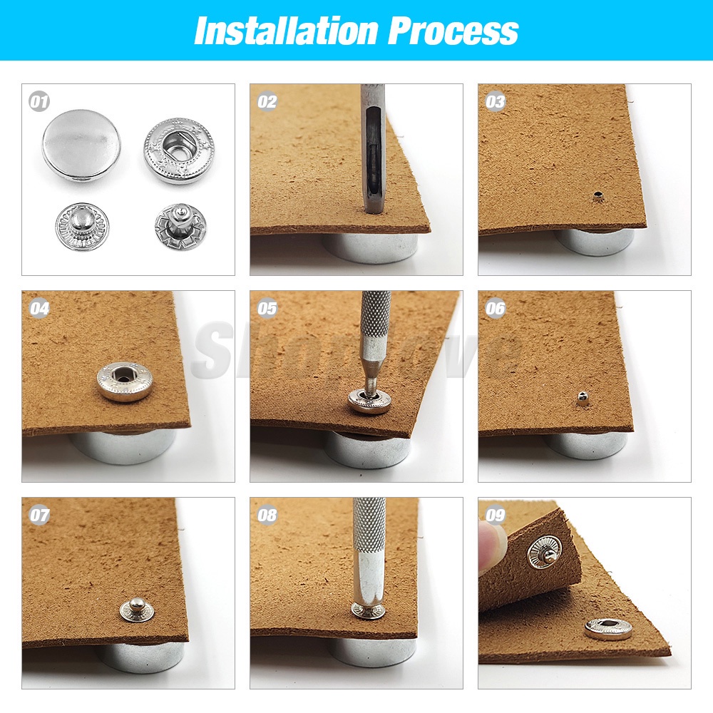 25-35 Sets 10/12.5/15/17/20mm Press Studs Snaps Fastener Clothing Coat ...