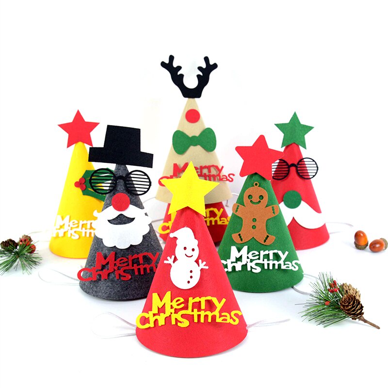 Christmas Hat Cute Non-woven Xmas Caps Decoration Children Adult Merry ...
