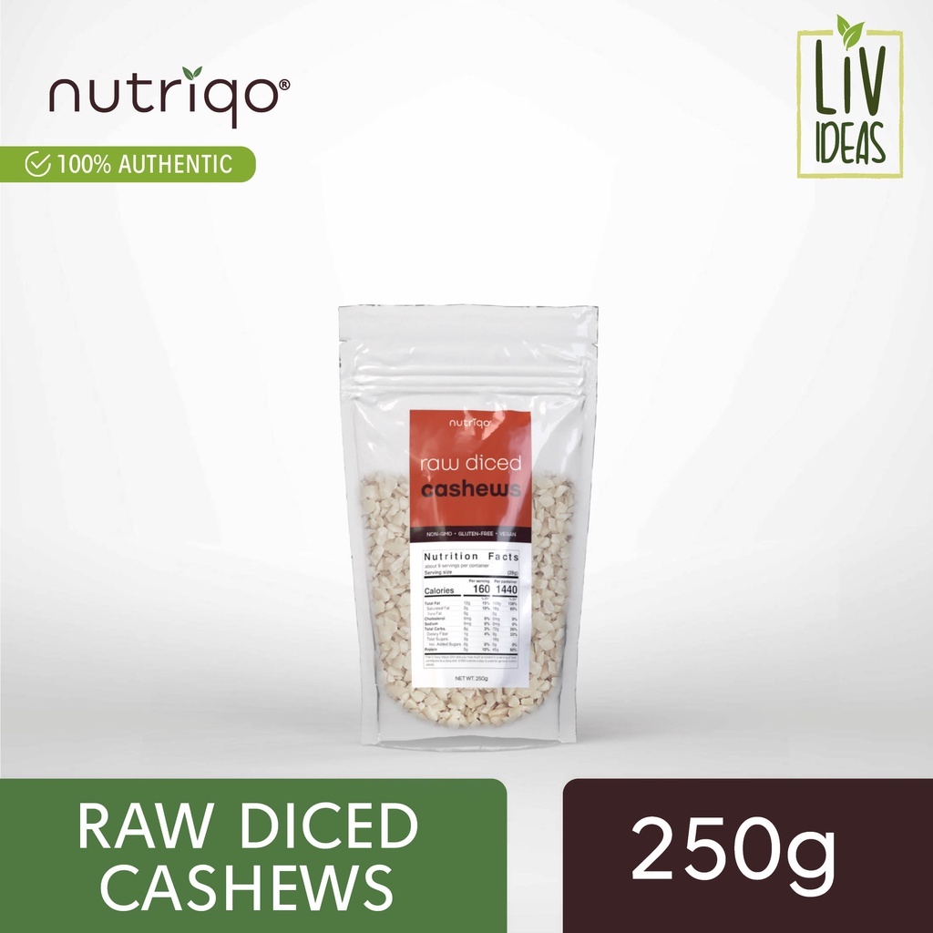 Nutriqo Raw Diced Cashews 250g (Non-GMO, Vegan, Gluten-Free) | Shopee ...