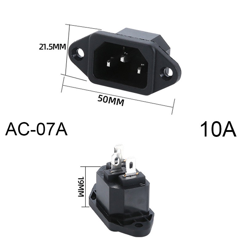 3 Pin IEC320 C14 C15 Electrical Socket LED 250V Rocker Switch Brass 10A ...