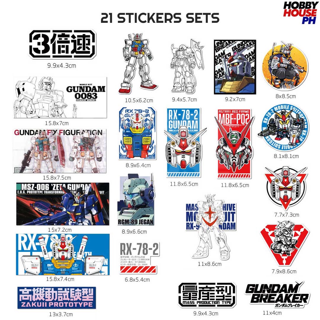 Gundam 21 in 1 Car Sticker Sets | Shopee Philippines