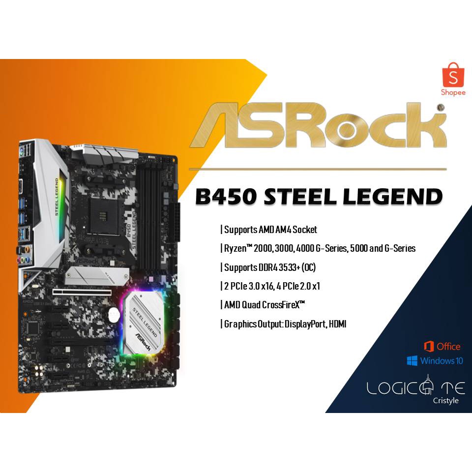 ASROCK B450 STEEL LEGEND/ AMD Promontory B450 ATX Form Factor ...