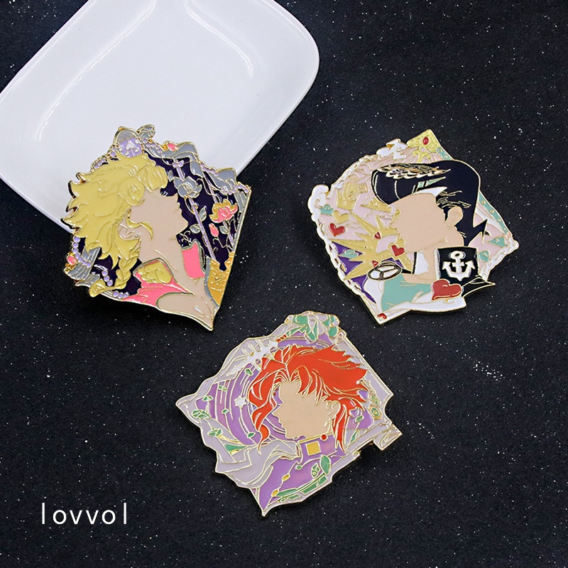 JoJo Bizarre Adventure Enamel Pins Custom Gold Palm Round Star Brooches ...