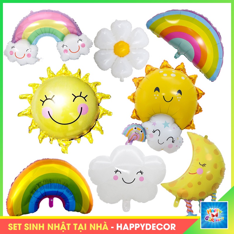 Aluminum Balloons Party Decorations With Clouds, Suns, Rainbow Birthday ...