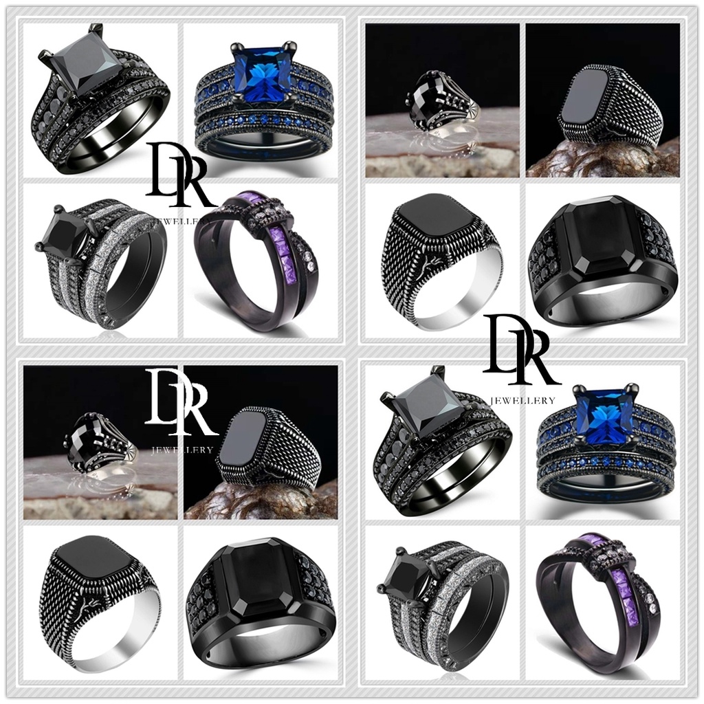 DR Jewelry Fashion Gifts Black Gold Men and Women Inlaid Black Zircon ...