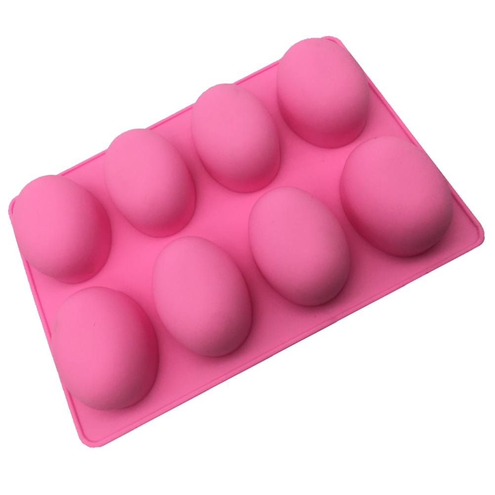 8 Cavities Oval Egg Shape Silicone Mold DIY Easter Eggs Cake Fondant ...
