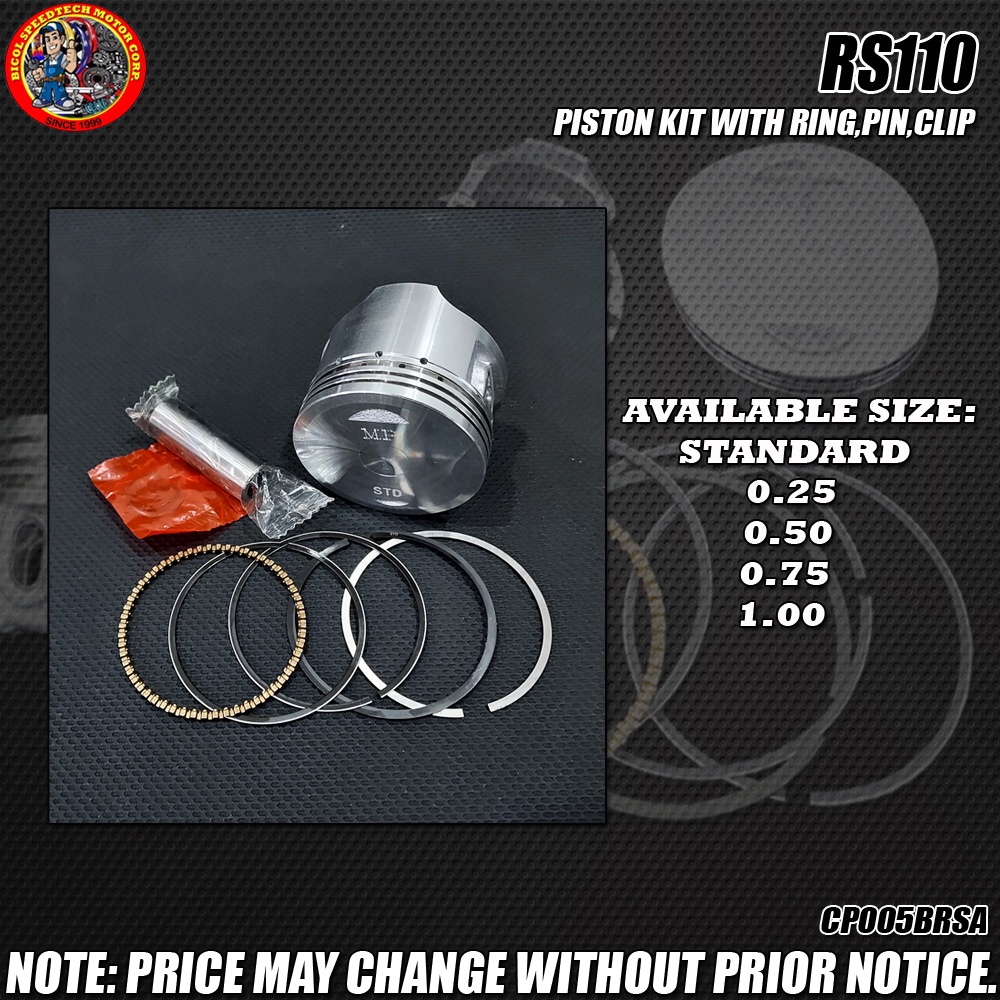 RS 110 PISTON KIT WITH RING, PIN, CLIP (CP005BRSA) | Shopee Philippines