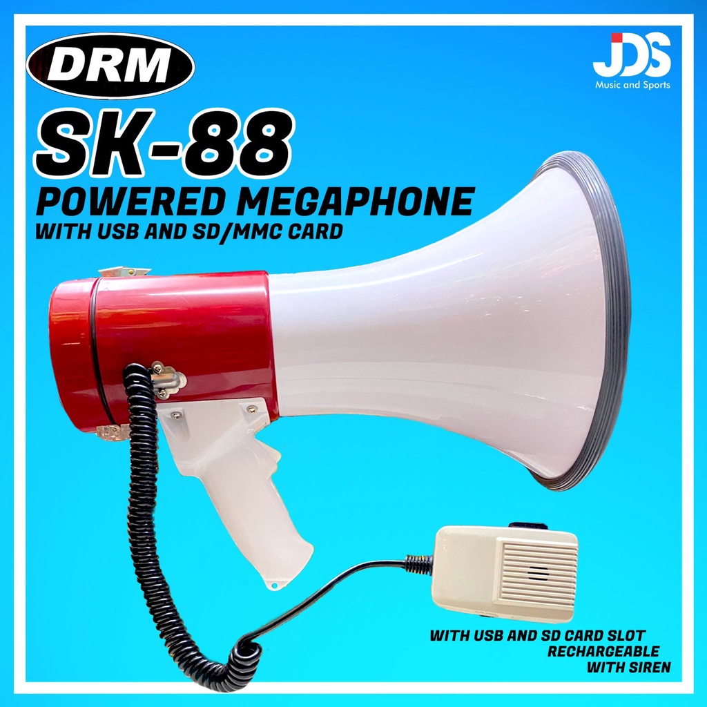 DRM SK-88 Powered Megaphone With USB and SD Card Slot with Siren ...