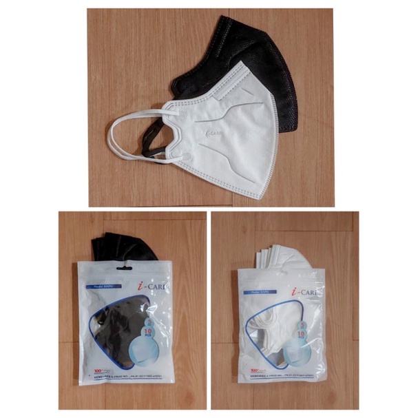 READY KN95 KN PRO ICARE I CARE MASK BLACK AND WHITE 5 PLY KN ICARE ...