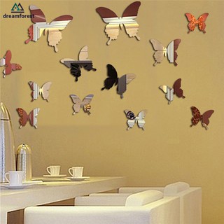 【Butterfly Wall Decor】12Pcs/lot 3D Butterfly Mirror Wall Sticker Decal ...