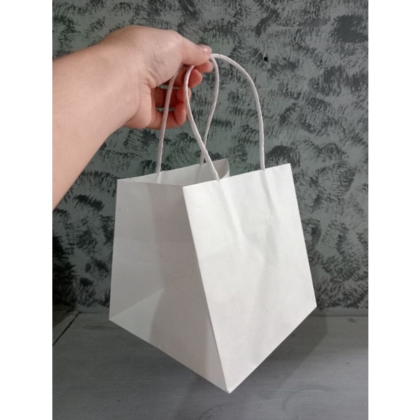 White paper bag / square bottom / L7xW7xH7 inches / 10pcs /100gsm ...
