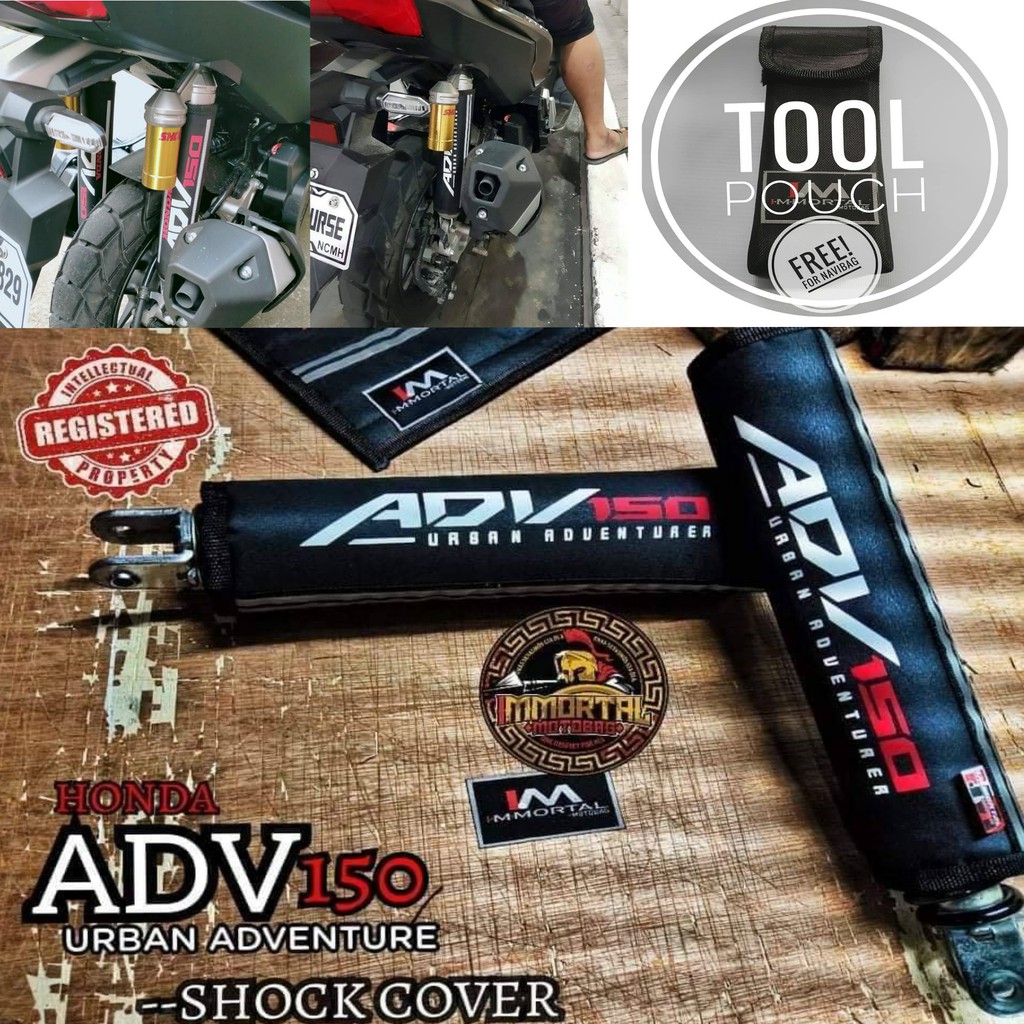 HONDA ADV 150 SHOCK COVER white PAIR DOUBLE LINE REFLECTOR TRIPLE LAYER ...
