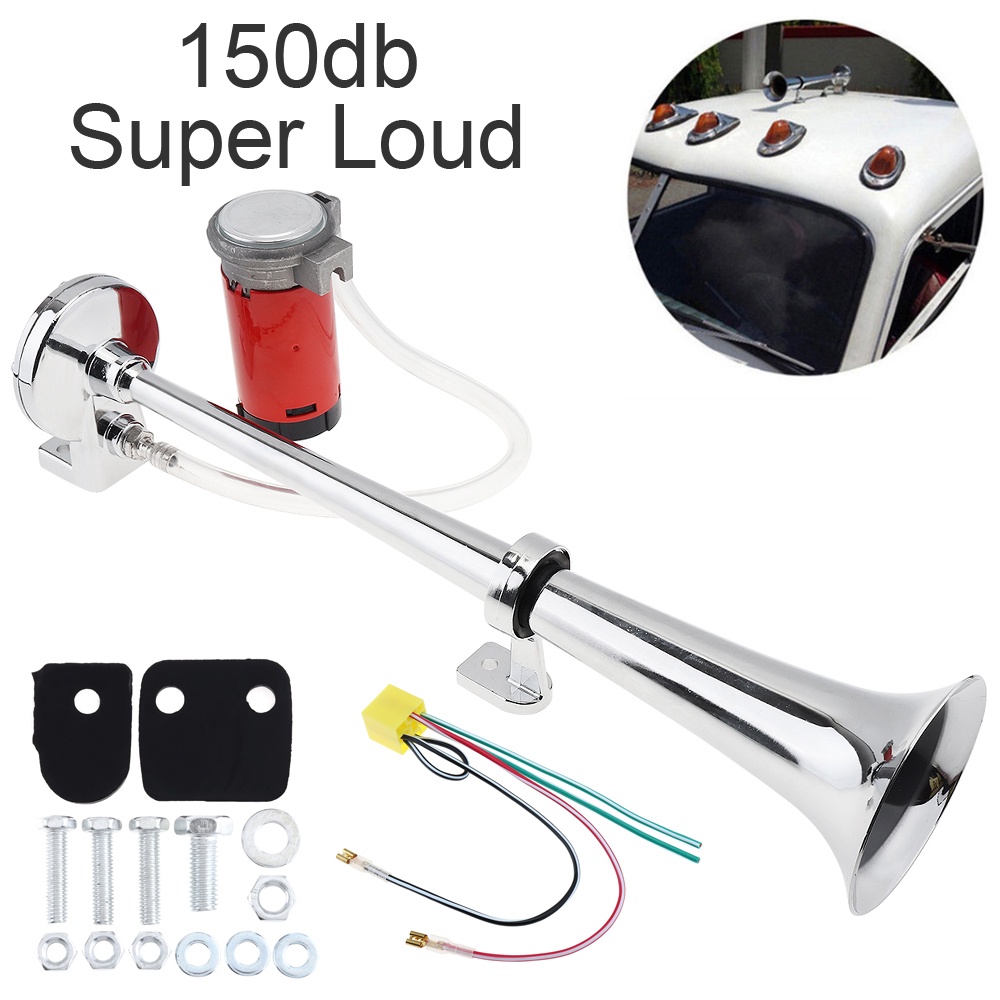 12V 17 Inch 150db Super Loud Truck Single Trumpet Air Horn Kits with ...