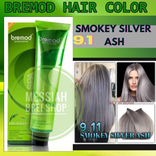 9.11 BREMOD Smokey Silver Ash Hair color Set with Oxidizing Cream(100ml ...