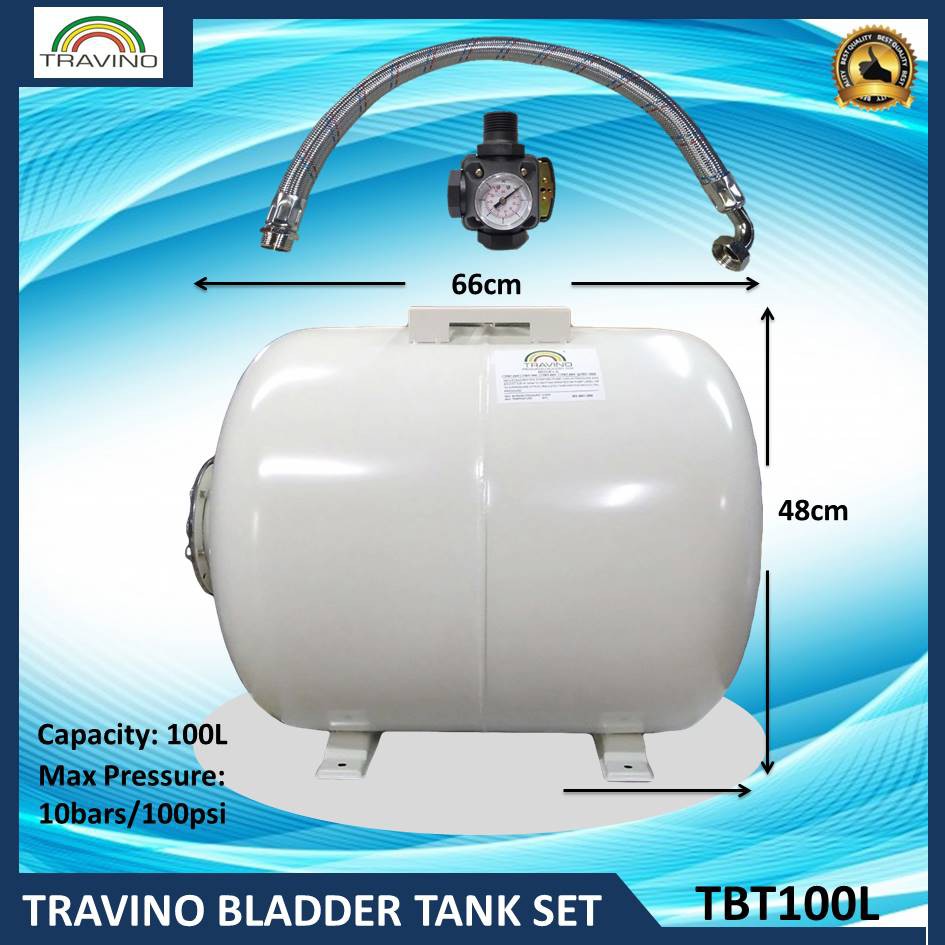 Travino Bladder Pressure Water Tank TBT100L Horizontal Set | Shopee ...