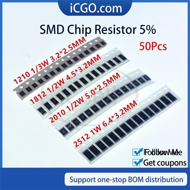 50PCS 1210 1812 2010 2512 SMD chip resistor 30R 33R 36R 39R 43R 47R 51R ...
