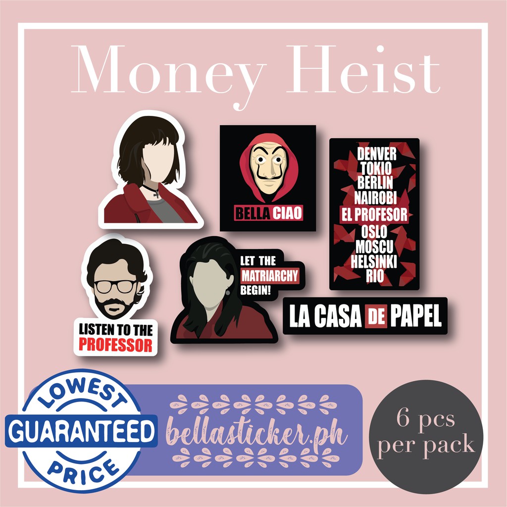 *WATERPROOF LAMINATED* MONEY HEIST STICKER PACK, LA CASA DE PAPEL ...