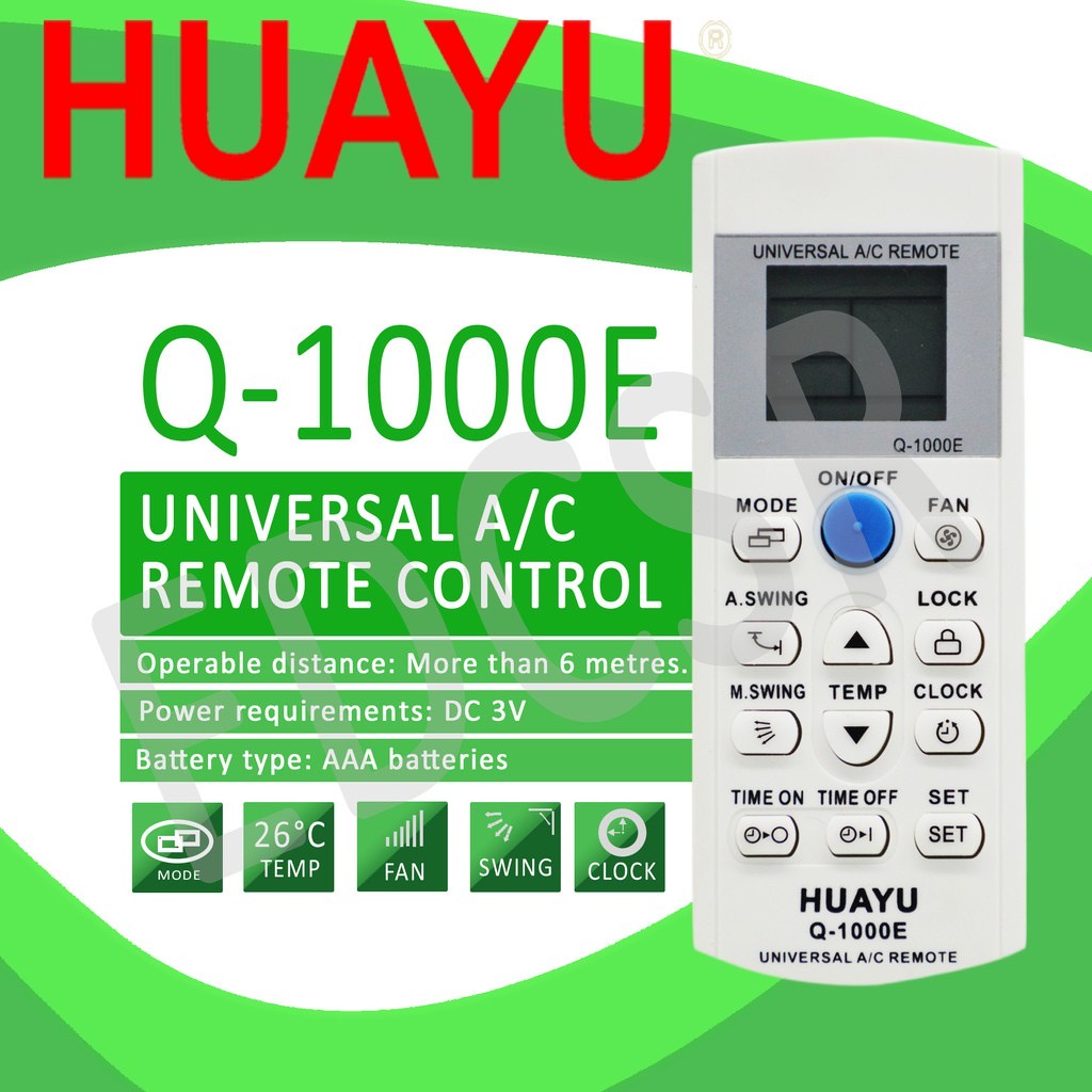 PinSan Huayu Universal Q-1000E AC Remote Control for Split Type Aircon ...