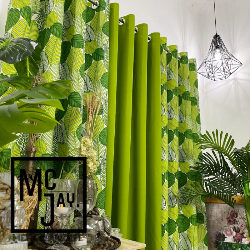 MCJAY - 3in1 Green Leaves Ring Curtain Set (6ft/7ft) - Sold per PIECE ...