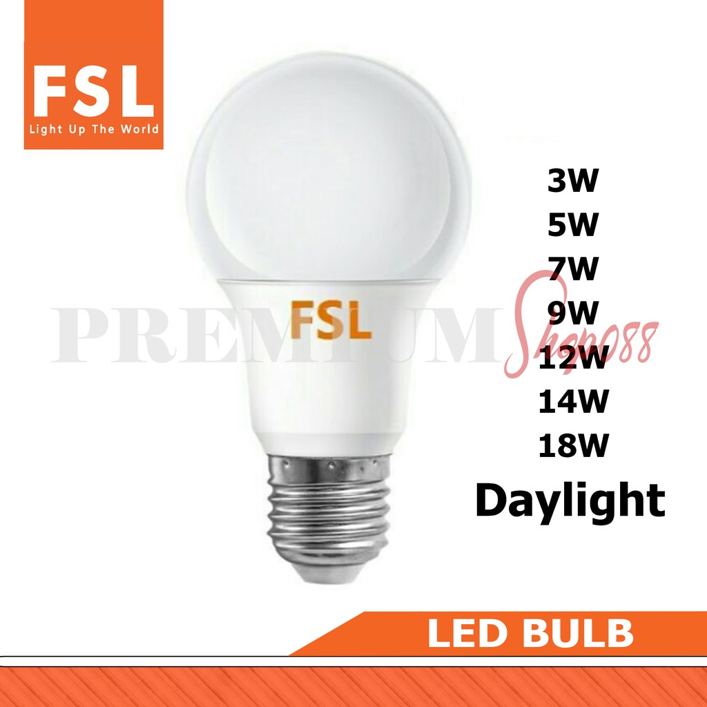 FSL LED Bulb 3W 5W 9W 12W 14 18W Watts 220V Daylight Warm White ...