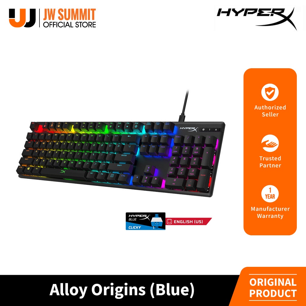 HyperX Alloy Origin Core Blue Switch Clicky Wired Mechanical Gaming ...