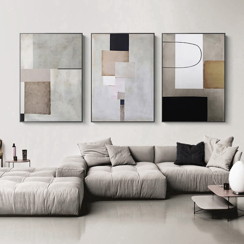 Modern Simple Abstract Geometry Decoration Abstract Triple Canvas ...