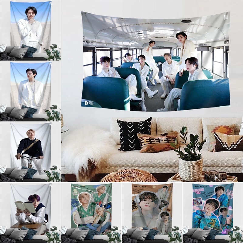 BTS Wall Tapestry with Clips Bangtan Boys Polyester Tapestries Bedroom ...