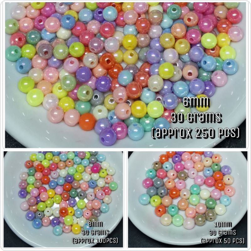 30/50grams PLASTIC BALLS PASTEL COLOR BEADS DIY JEWELRY | Shopee ...