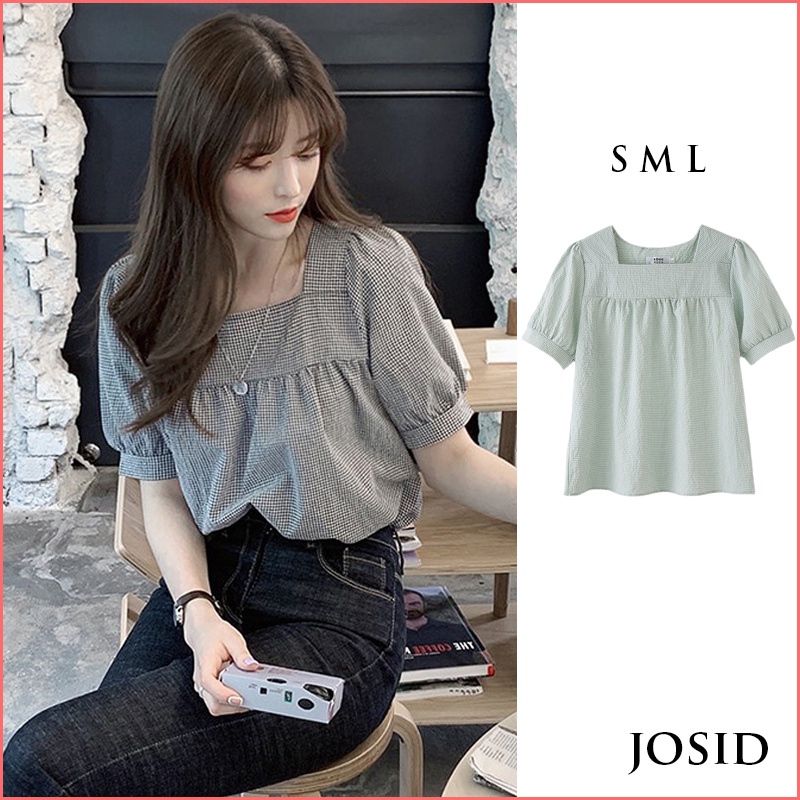 Japanese Blouse Style Shirt Summer Short Sleeve Women Top Square-Neck ...
