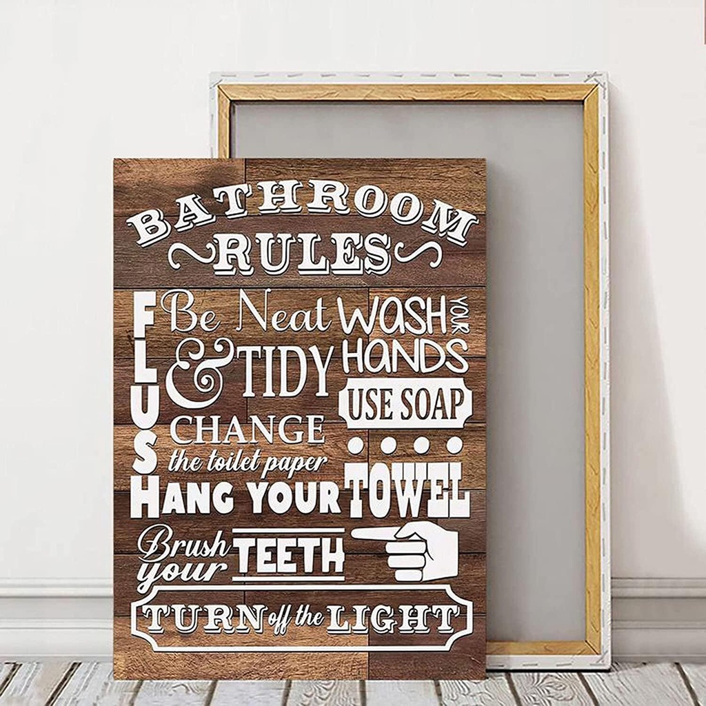 Bathroom Rules Wall Art Funny Bathroom Wall Decor Farmhouse Toilet Art ...