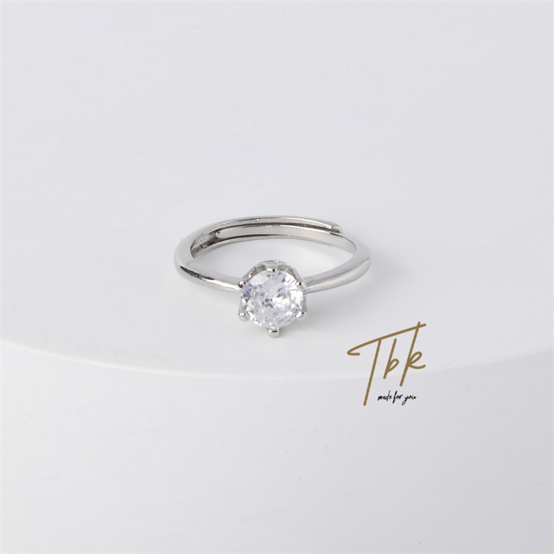 TBK Premium 18K Platinum Plating Cubic Zirconia Adjustable Open Ring ...