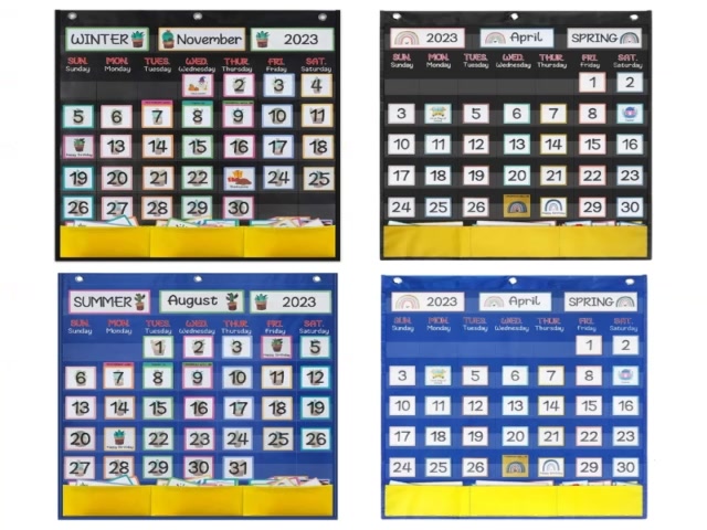 Doublebuy Calendar Pocket Chart for Kindergarten School Classroom with ...