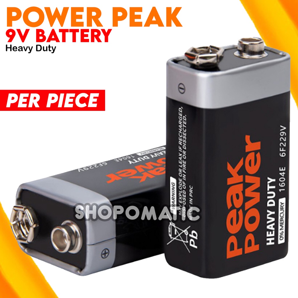 Original 9V Peak Power 9 Volts 9 Volt Non-Rechargeable Battery | Shopee ...