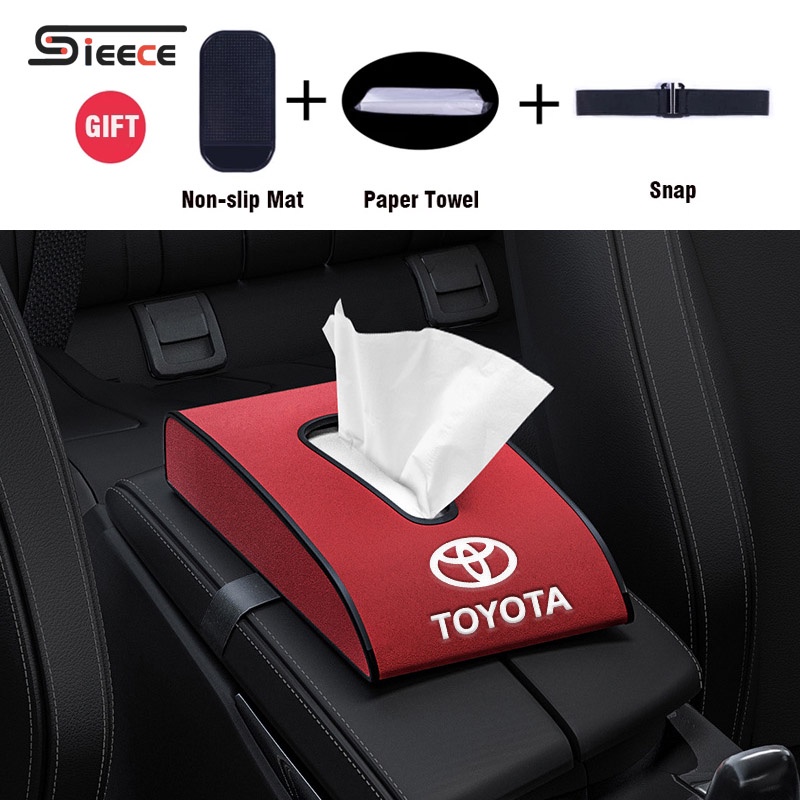 Sieece Car Tissue Storage Box Case Auto Suede Paper Towel Tissue Box ...