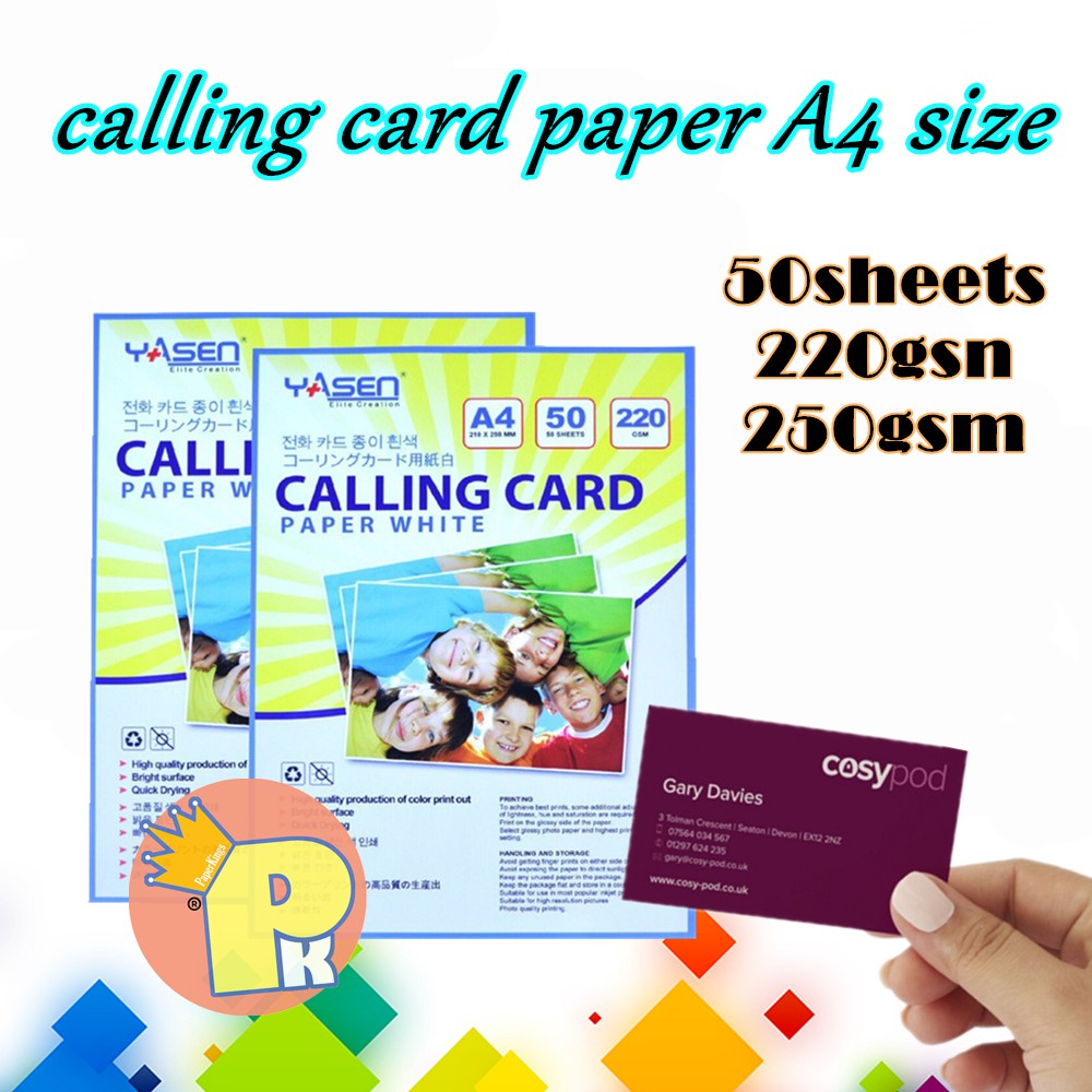 Yasen Calling Card Paper 220 GSM 250 GSM A4 White Double sided matte ...