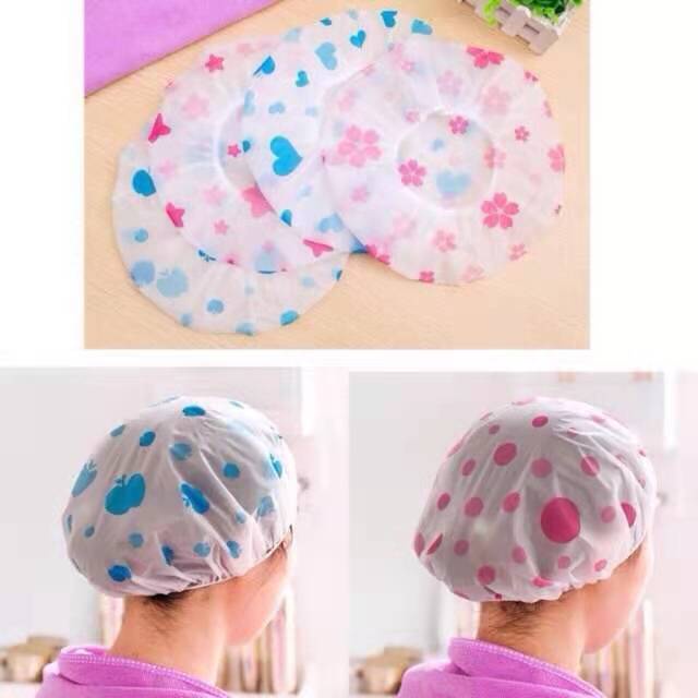 Waterproof Shower Cap Bath Hat Beauty Plastic Reusable ( Random color ...