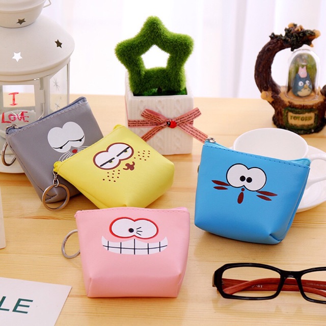 Korean Pastel Artsy Wacky Faces Pouch | Shopee Philippines