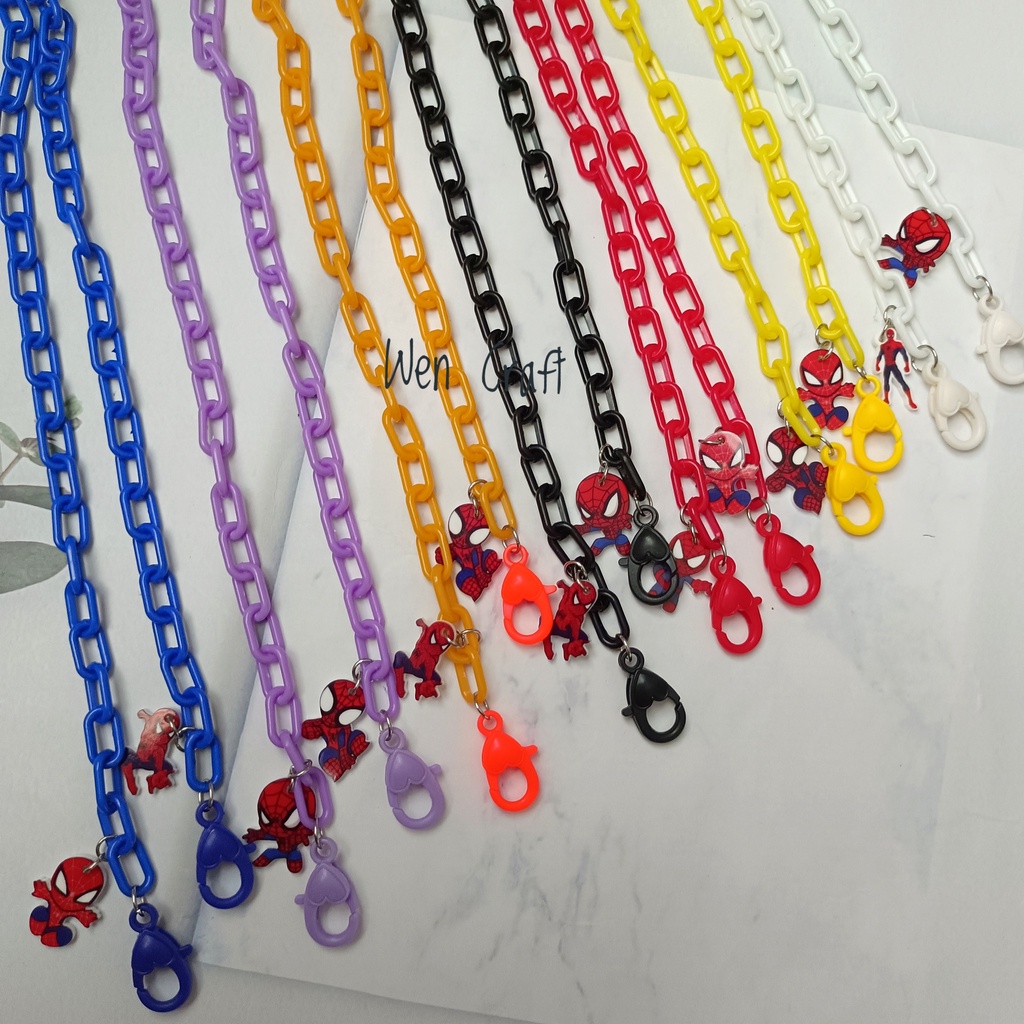 Acrylic Spiderman Charm Edition On Both Side Kids Boy Facemask Lanyard ...