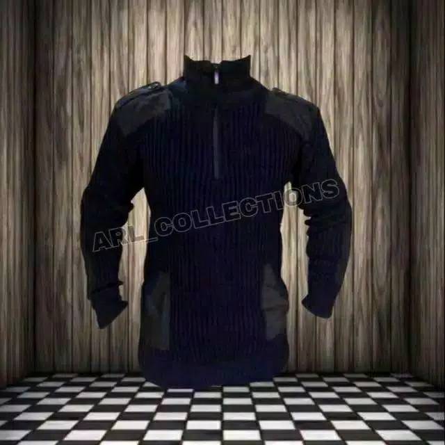 Tactical Black Knit Sweater Jacket Polri Sweater Army | Shopee Philippines