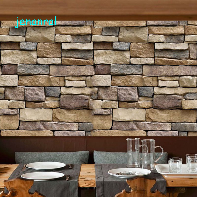 Simulation stone wall sticker 3D Brick Stone PVC Self Adhesive Wall ...